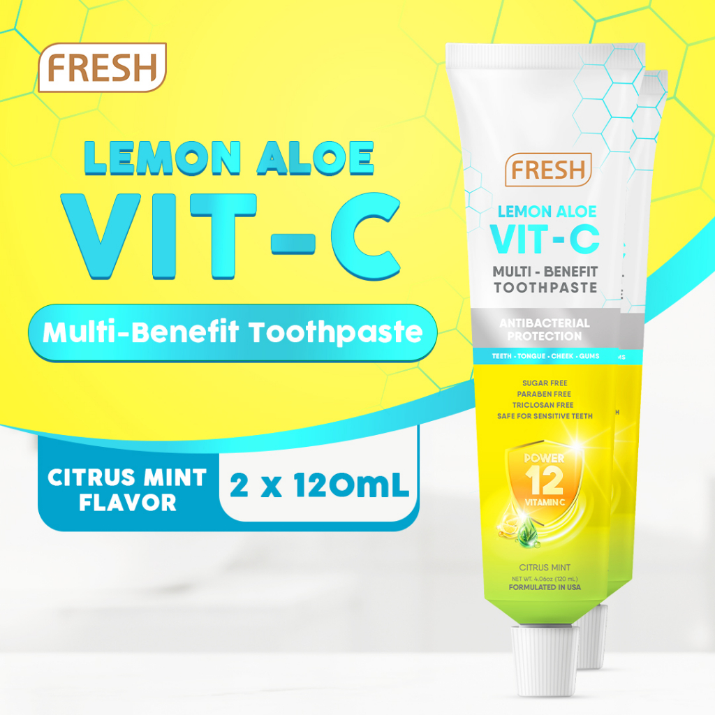 FRESH Lemon Aloe Vit-C Multi-Benefit Toothpaste 120ml Twin Pack ...