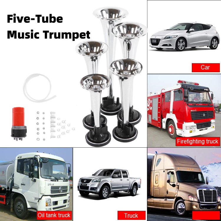 Five Tube Music Electroplating Horn Loud Multi Tone Steam Whistle Air ...