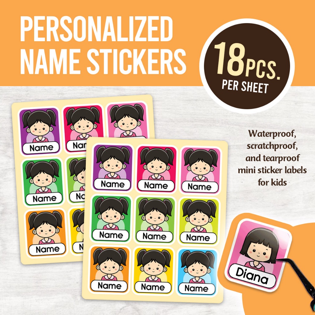 Personalized MINI STICKERS (Rectangular - Girls) | Shopee Philippines