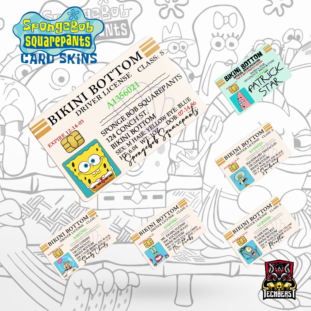 3M Spongebob ID ATM Debit Credit Beep Card Skin Vinyl Sticker Techbeast ...