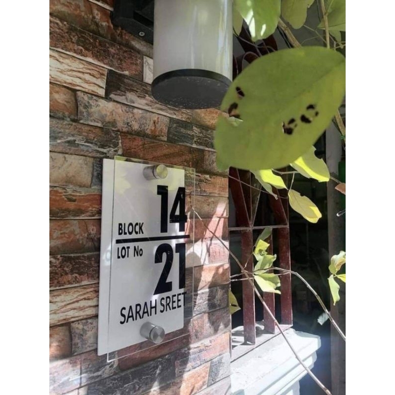 HOUSE NUMBER/BLK AND LOT SIGNAGE 5"X9" DOUBLE ACRYLIC WITH TOX BOLTS ...