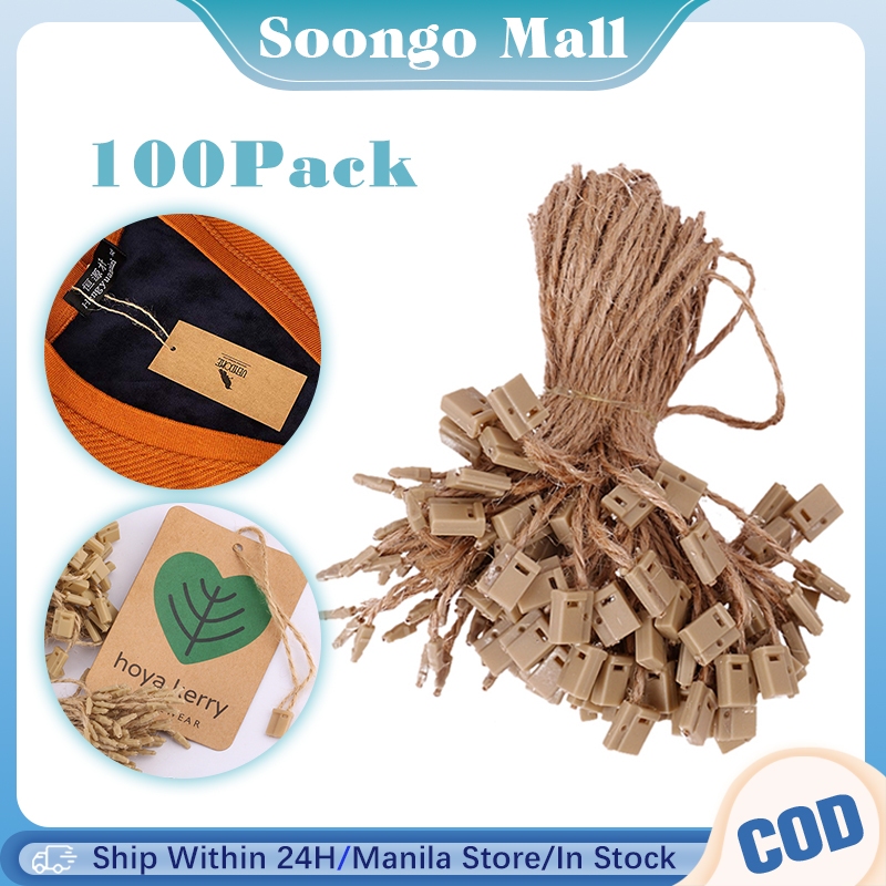 100PCS Hang Tag Fasteners Jute Rope String Snap Lock Price Hang Tags ...