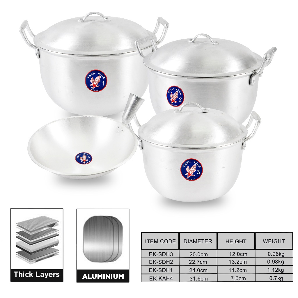 EAGLE KING by Winland Double Handle Heavy Duty Thick Aluminum 7pcs ...