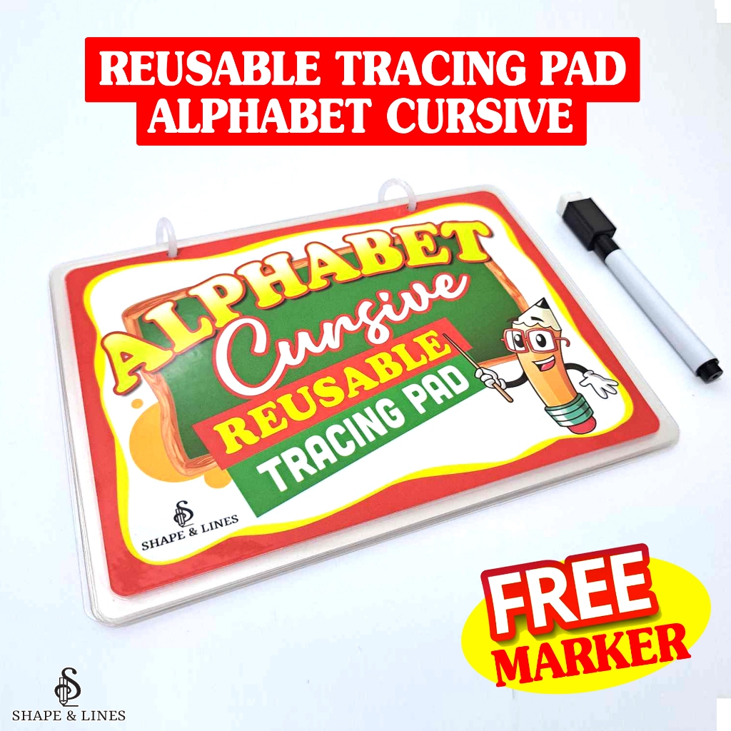 Kids Reusable Tracing Pad Alphabet Cursive A5 size (Free Marker ...