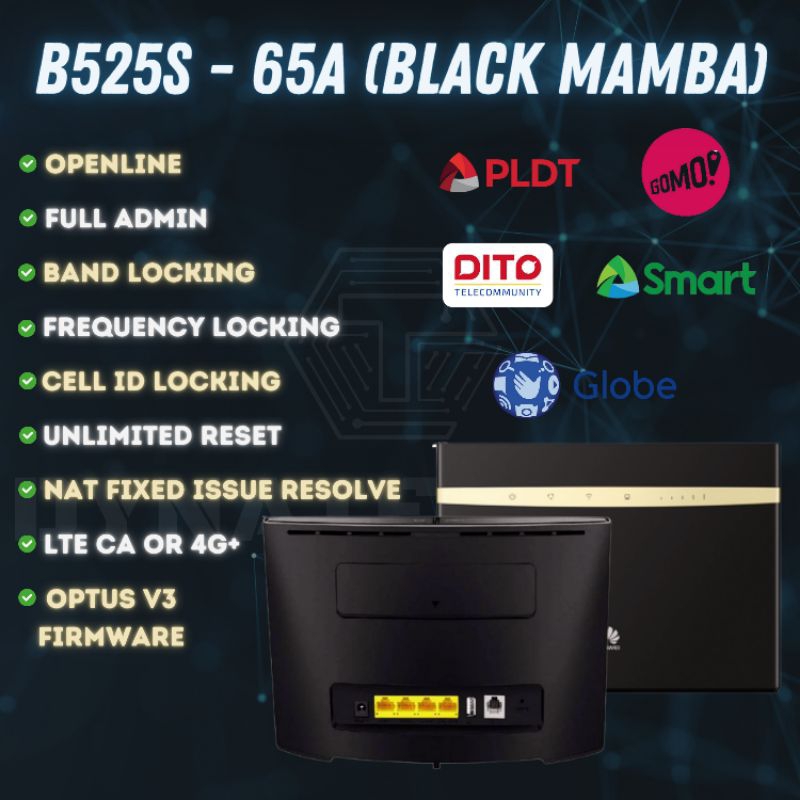B525s - 65a (Black Mamba) LTE 4G+ CAT 6 BROADBAND WIFI MODEM | Shopee Philippines