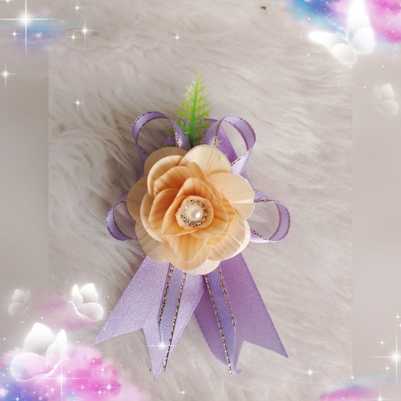 chest corsage wood flowers with pin | Shopee Philippines
