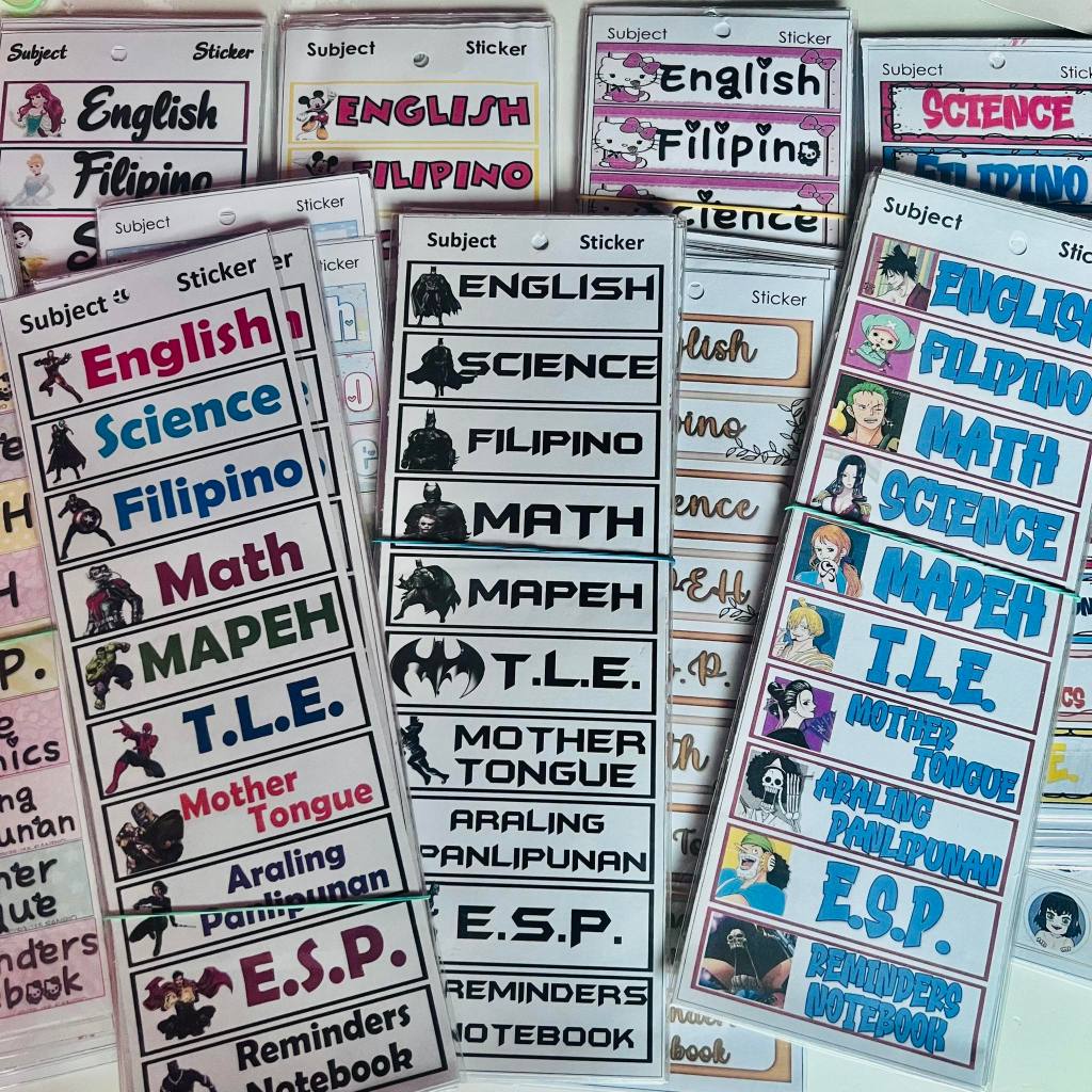 SUBJECT LABEL STICKER / Notebook Subject Stickers 10 Pieces/card ...