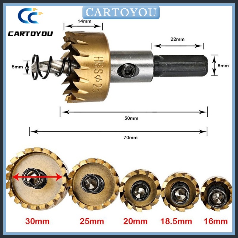 5pcs/Sets Hss Drill Bit Hole Saw Metal Alloy Cutter 16-30mm Carbide ...