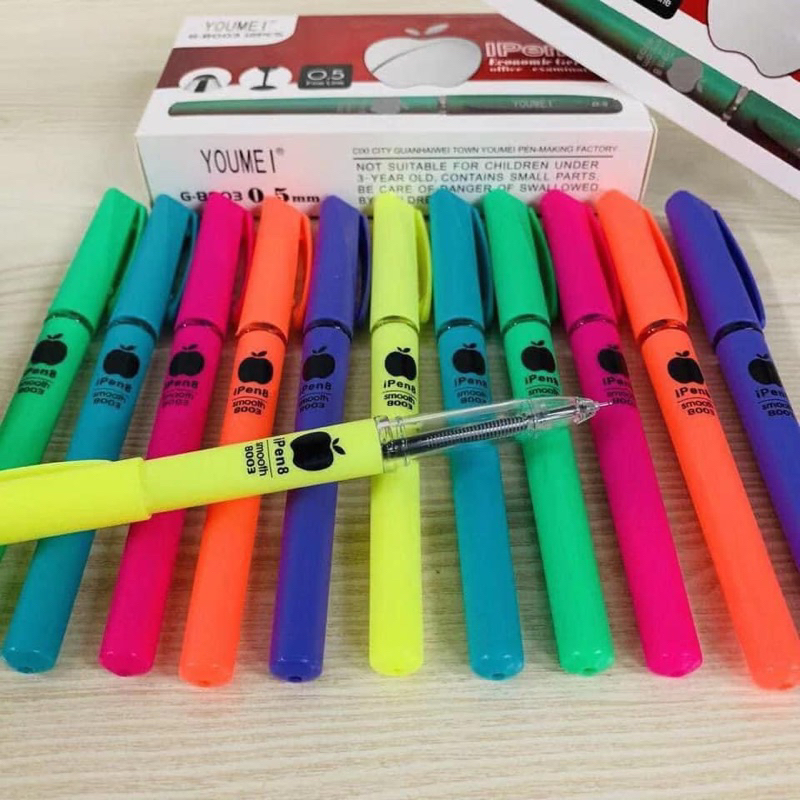 12pcs in one apple gel ink pen (color black pen) | Shopee Philippines