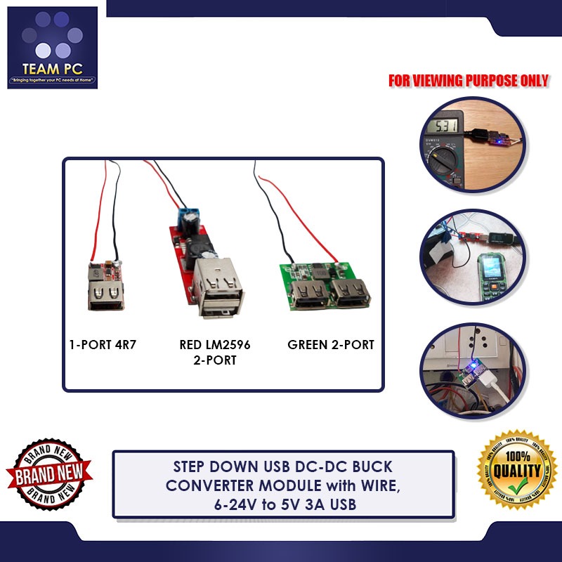 TEAM PC STEP DOWN USB DC-DC BUCK CONVERTER MODULE with WIRE, 6-24V to ...