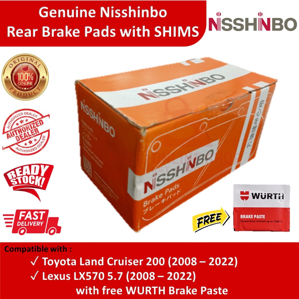 Genuine Nisshinbo Rear Brake Pads with SHIMS Toyota Land Cruiser 200 ...