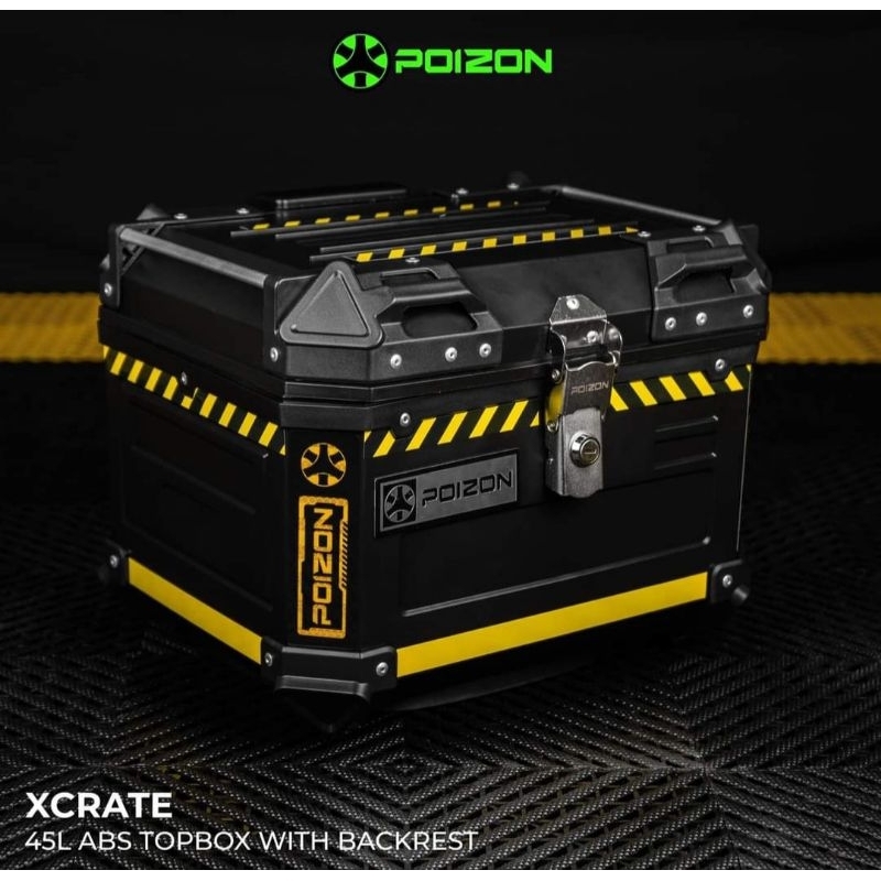 POIZON ABS TOP BOX 45L (HEAVY DUTY) WITH BACK REST / UNIVERSAL | Shopee ...
