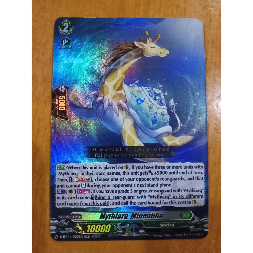 CFV Mythiarq, Miumililin D-BT11 RR | FR Cardfight Vanguard English Stoicheia | Shopee Philippines