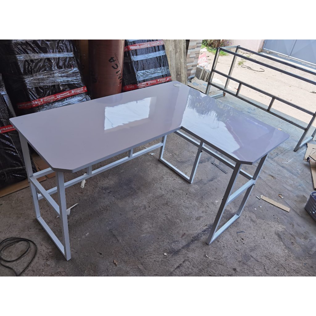 120CM X 90CM PURE WHITE L-TYPE COMPUTER TABLE OR GAMING TABLE | Shopee ...