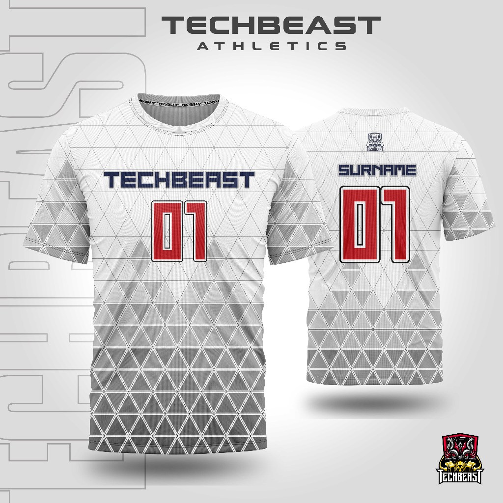 Geometric Gray T-shirt Full Sublimation Jersey Techbeast ( CUSTOM NAME + NUMBER ) | Shopee ...