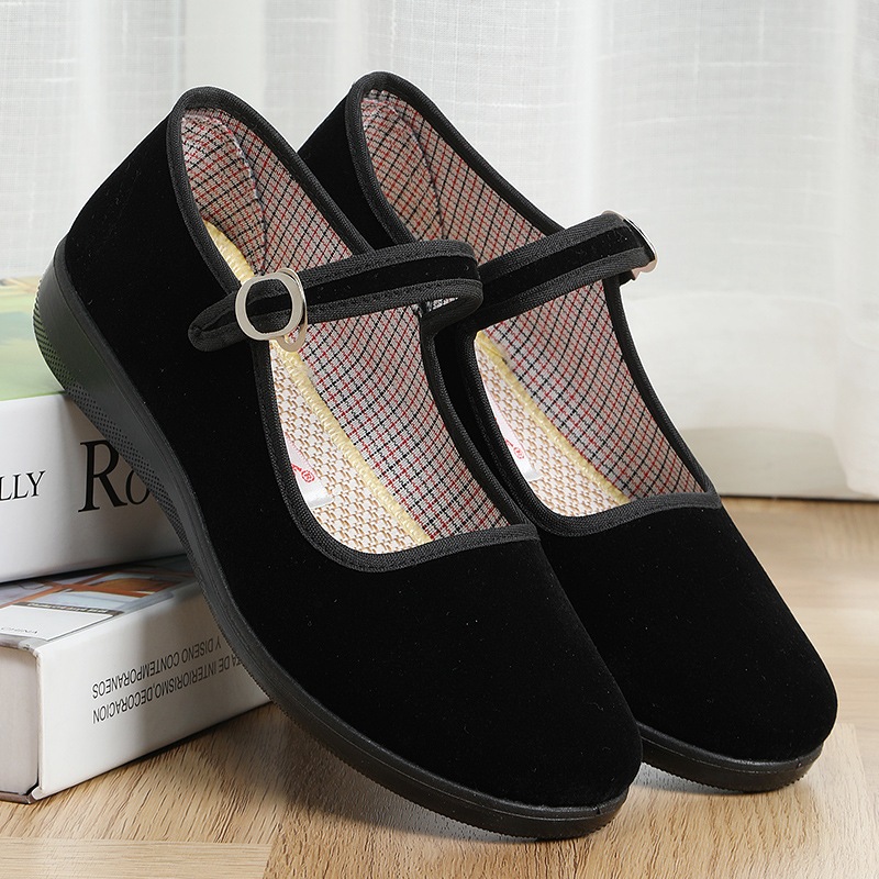 Women's cloth shoes, work shoes black flat heels hotel dancing shoes ...