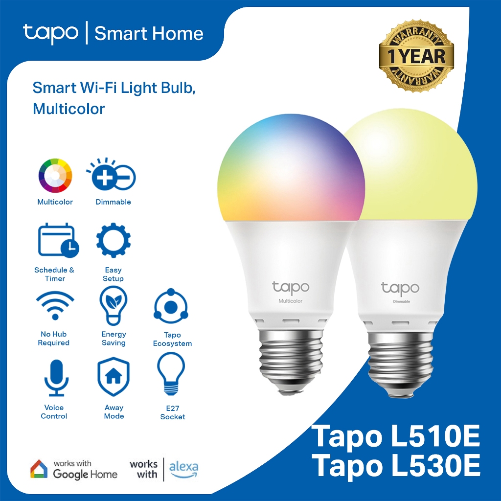 TP-Link Tapo L530E, L535E Multicolor & L510E Warmcolor Smart Wifi Light ...