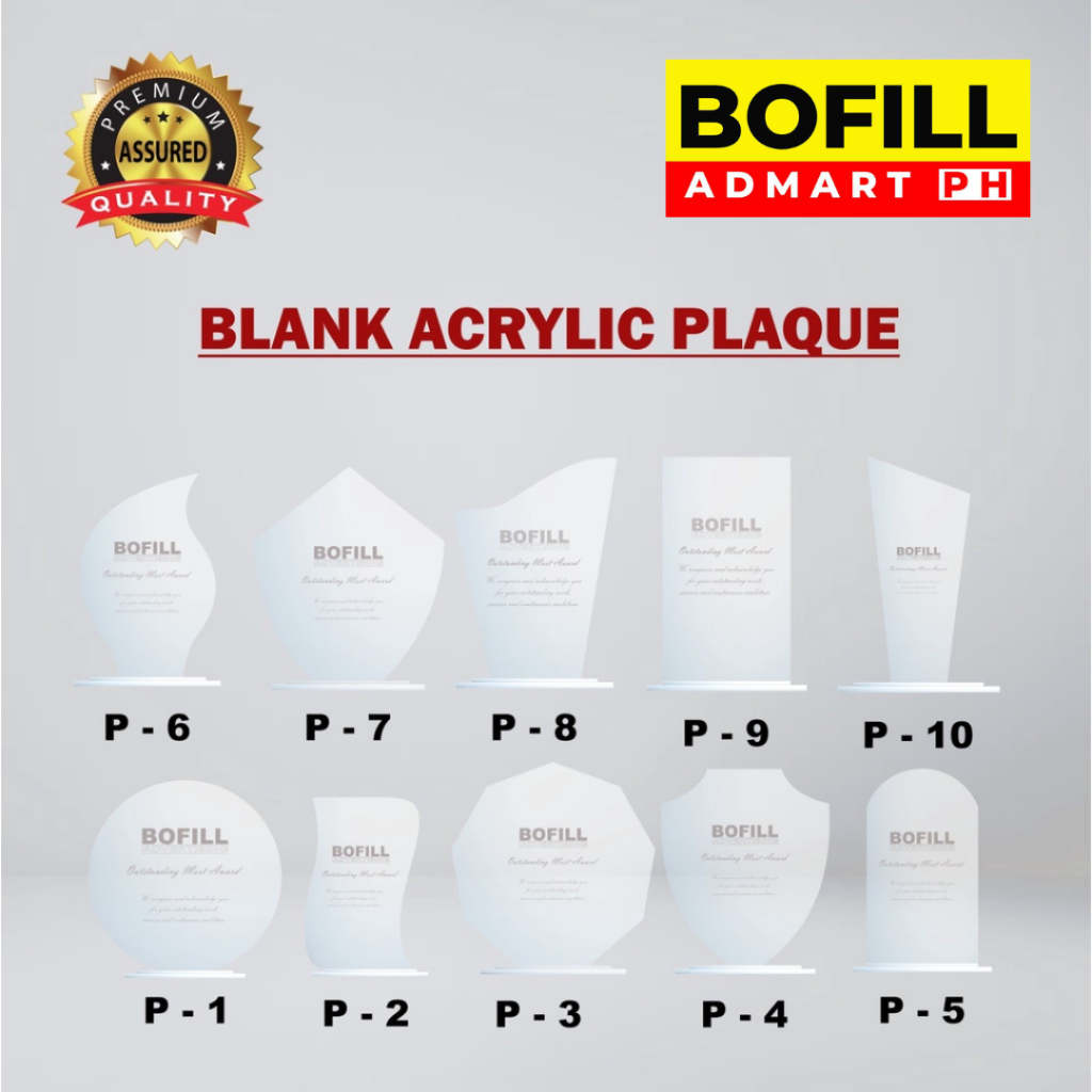 Plaque Blank Acrylic 7 INCHES 3mm for Company, School & Office Trophy ...