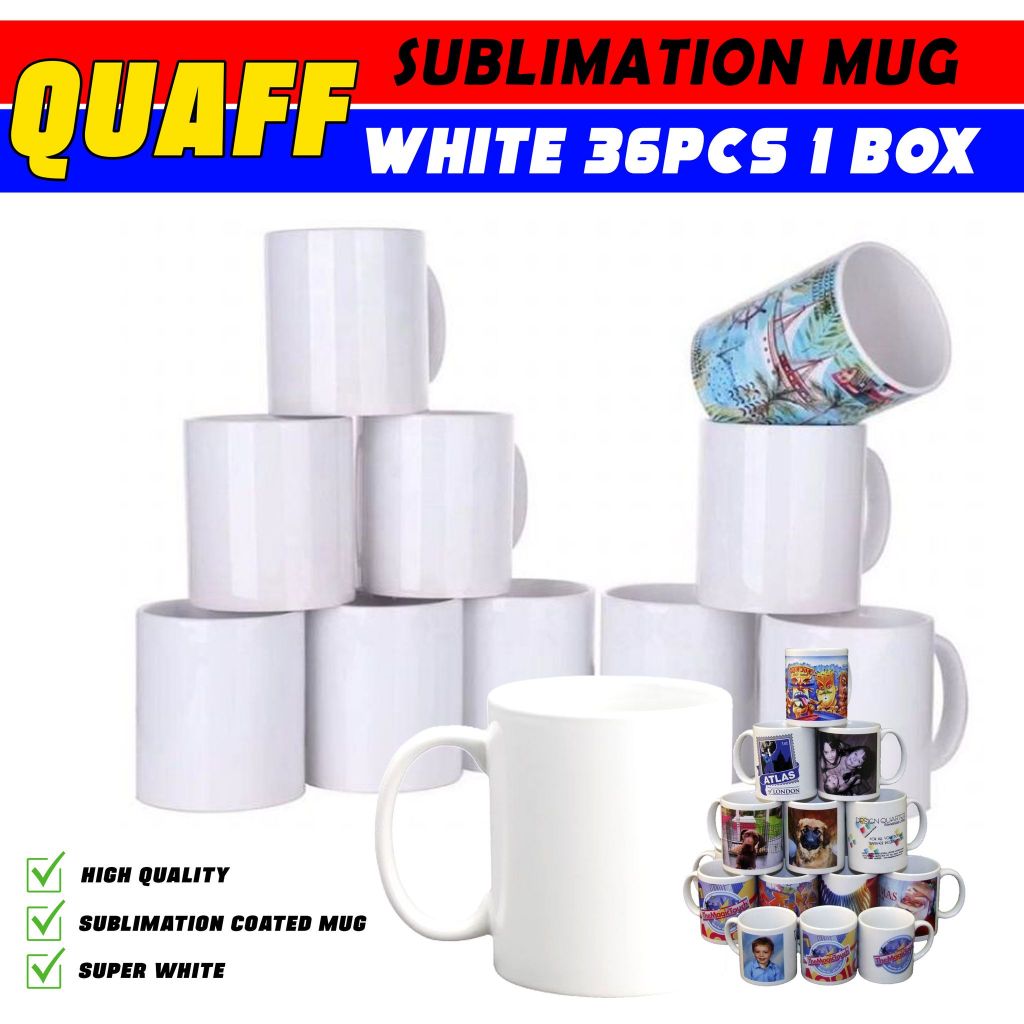36 pcs. Quaff Plain White Black Sublimation Mug (36 pcs. per box ...