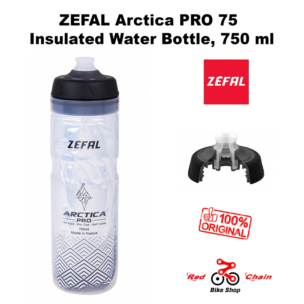 ZEFAL Arctica Pro 75 Insulated Water Bottle for Cyclists, Silver-Black ...