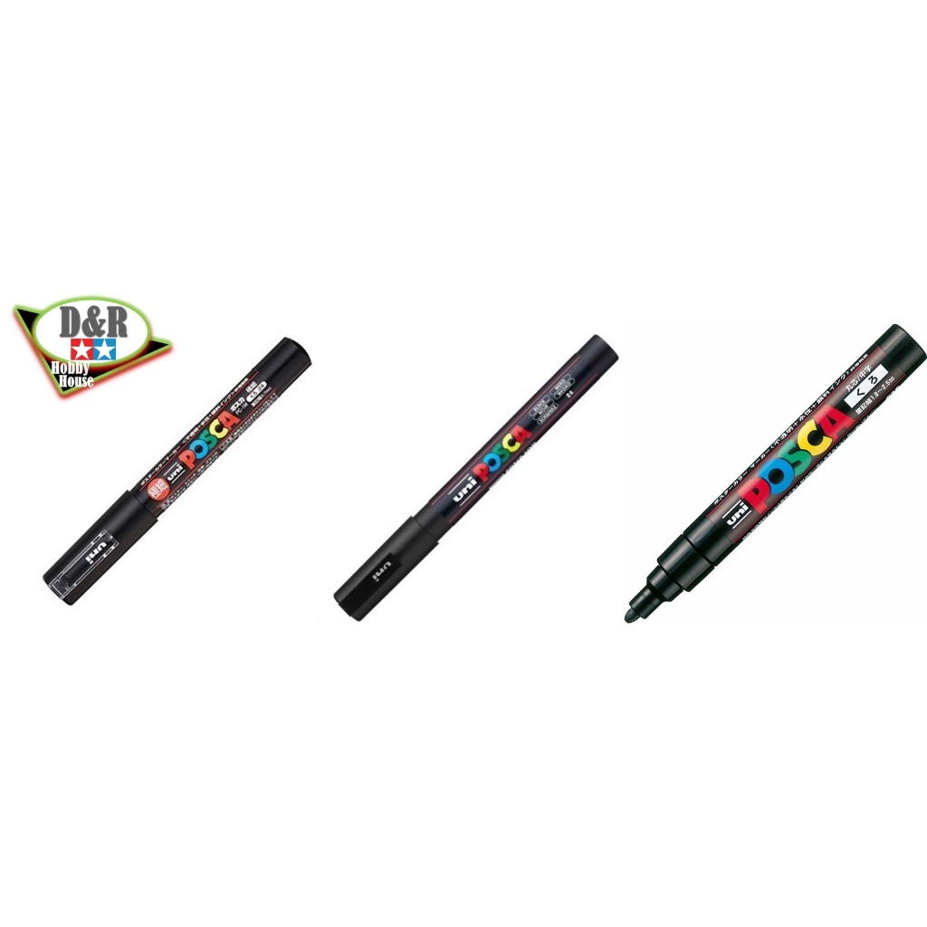 Uni Posca Paint Markers (Posca Acrylic Markers) BLACK PC1M PC3M PC5M ...