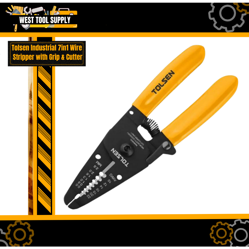 Tolsen Industrial 7in1 Wire Stripper with Grip & Cutter (160mm, 6 ...