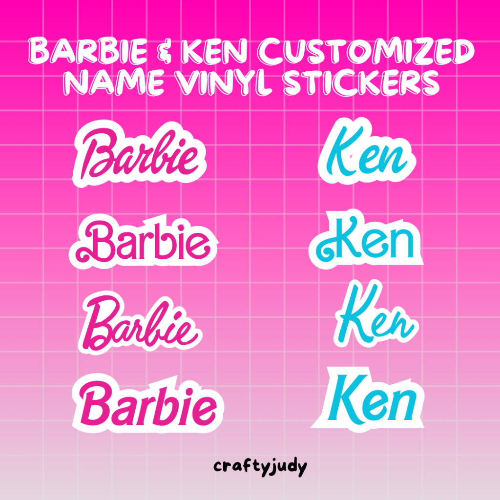 Barbie and Ken Customized Name Vinyl Stickers and Labels | Shopee ...