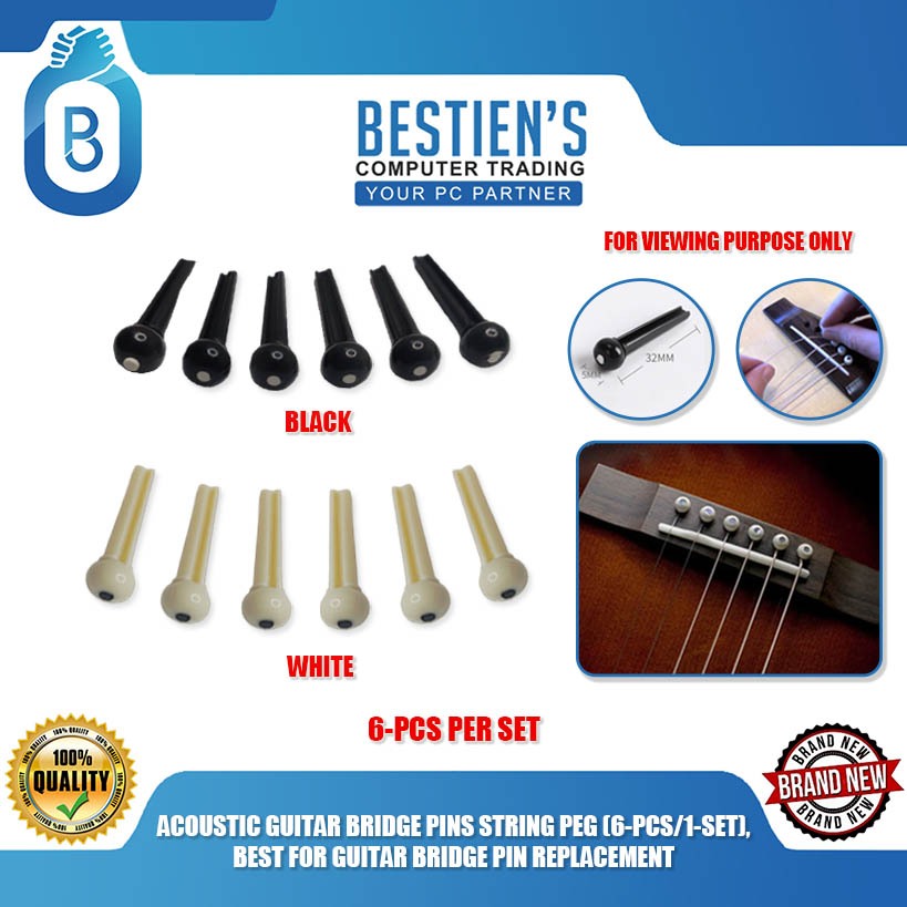 ACOUSTIC GUITAR BRIDGE PINS STRING PEG (6-PCS/1-SET), BEST FOR GUITAR ...