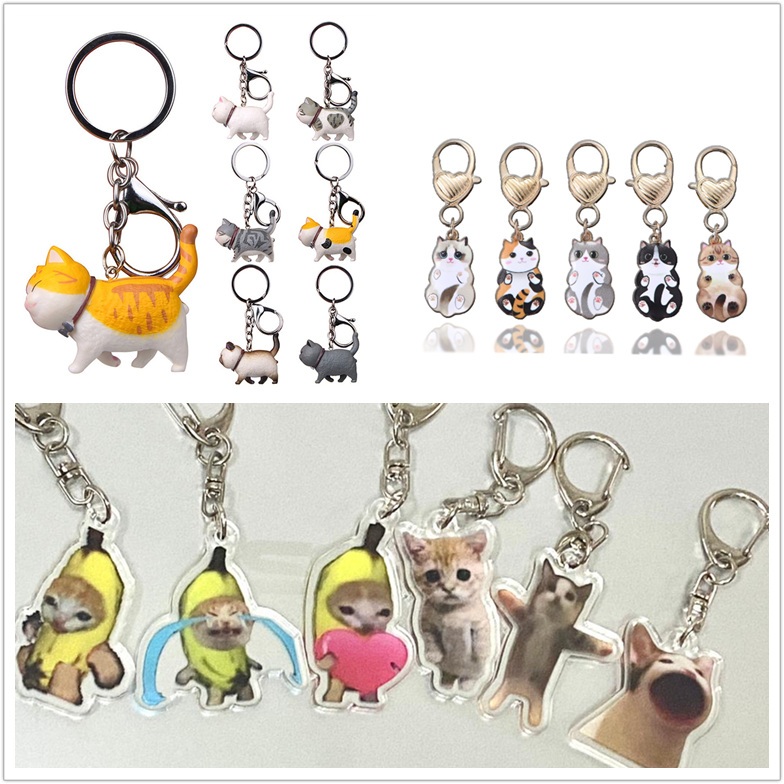 Cute Cat Keychain Keyring Fashion Keyrings For Women Handbag Pendant ...