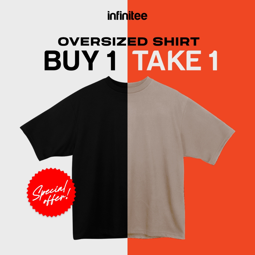 Infinitee Buy 1 Take 1 Plain Oversized Tshirt T Shirt For Men Women ...