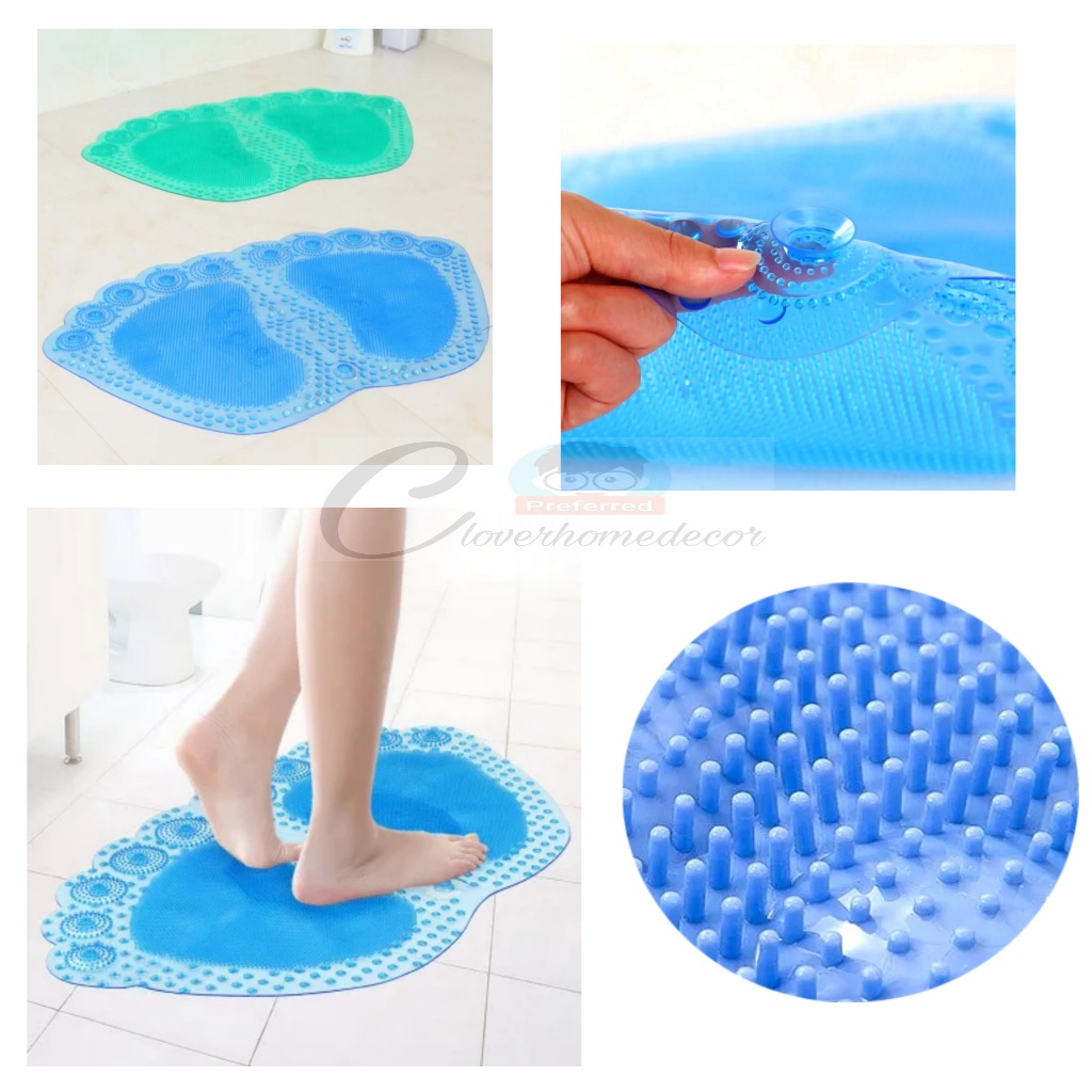 Anti Slip Foot Shape PVC Bathroom Mat,Shower Bath Mat Foot Brush ...