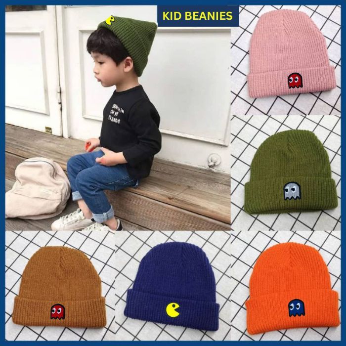 Cartoon Pacman Video Games Beanie Hat for Kids High Quality Cute Wool ...