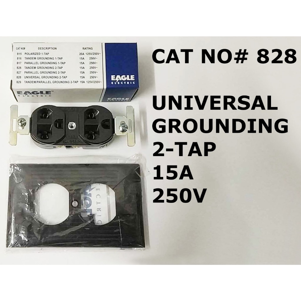 ORIGINAL EAGLE CAT NO. 828 UNIVERSAL GROUNDING 2-TAP 15A 250V ...