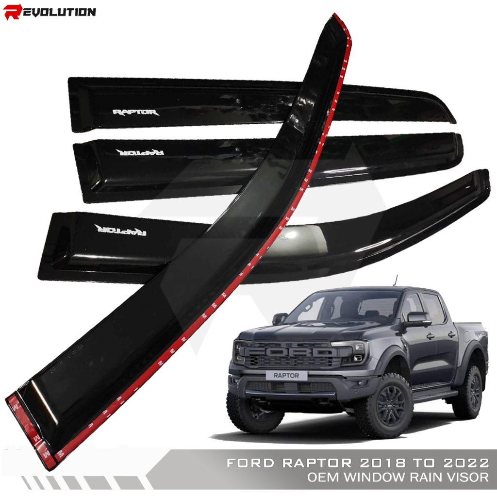 Ford Ranger RAPTOR 2018 to 2022 OEM Window door Rain visor black ...