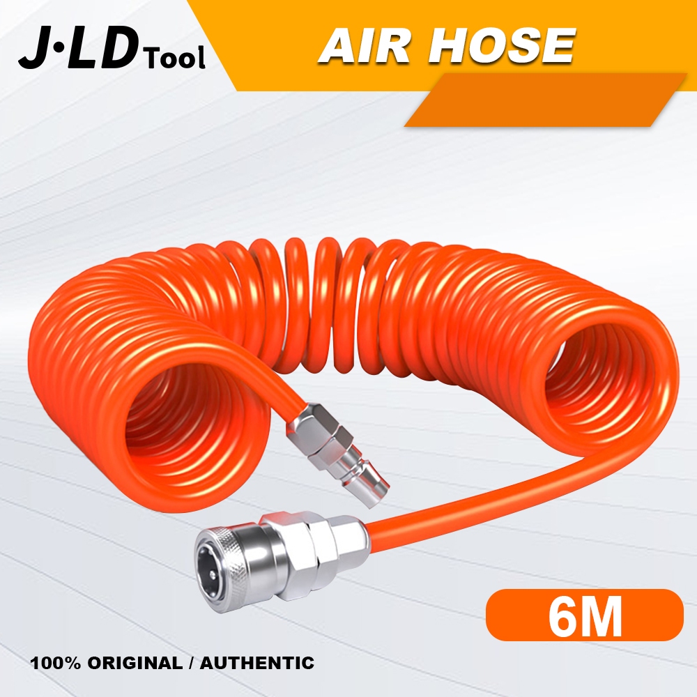 JLD Air Compressor Hose Tube 6-12M Pneumatic Hose Spring Air Pipe Tool ORANGE Spring Trachea ...
