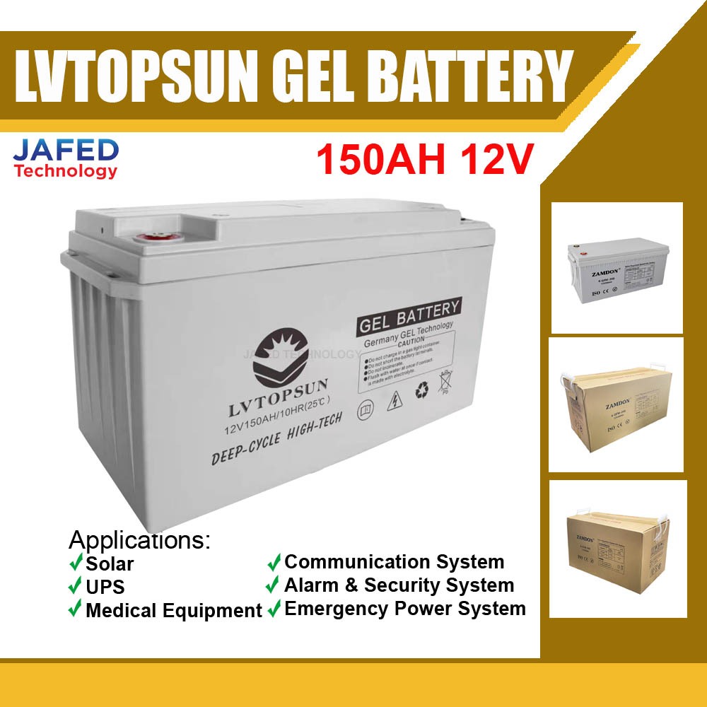 JAFED 150AH 12V LVTOPSUN Gel Deep Cycle Rechargeable Lead Acid Sealed ...