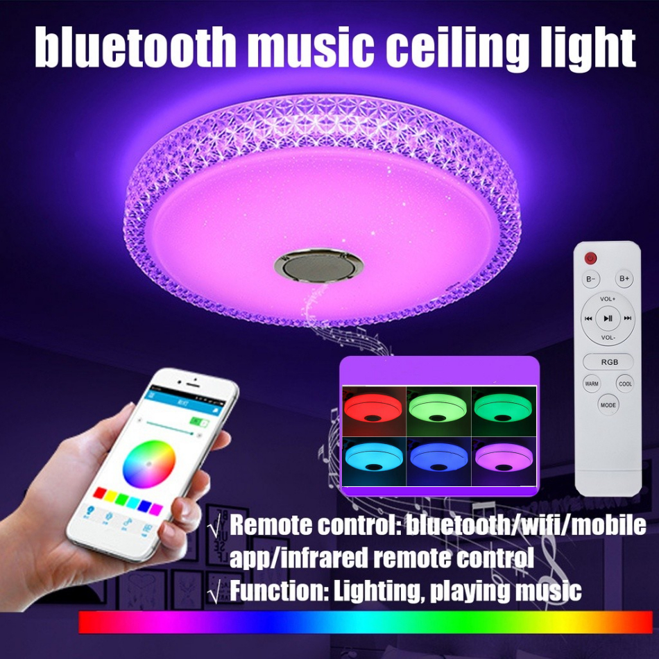 100W/200W Modern RGB LED Ceiling Lights Home Lighting APP Bluetooth ...