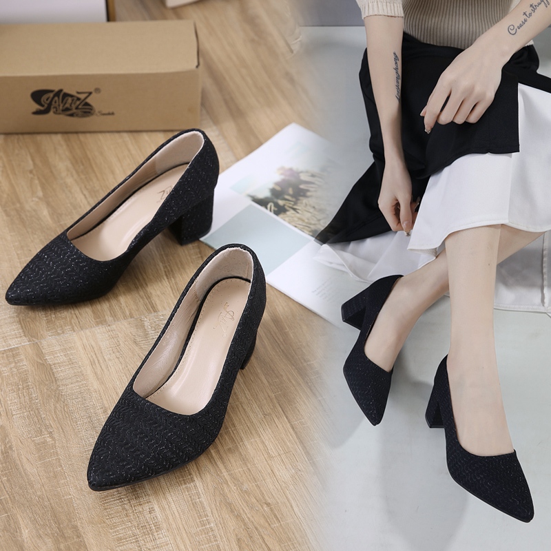 wwypp】2inch Chunky Block Elegant Fashion Office Slip on Heel for Women ...