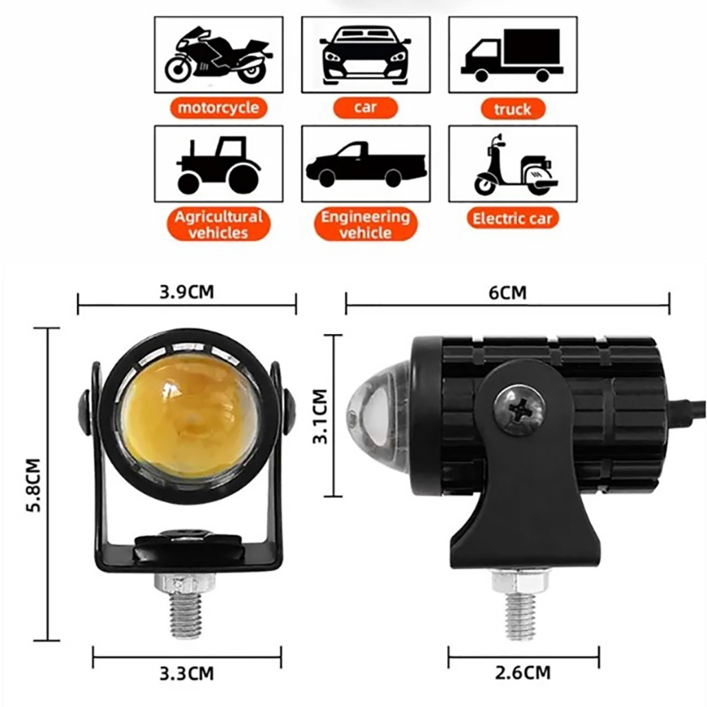 Mini Driving Light Set Waterproof Spot Light White+Yellow LED ...