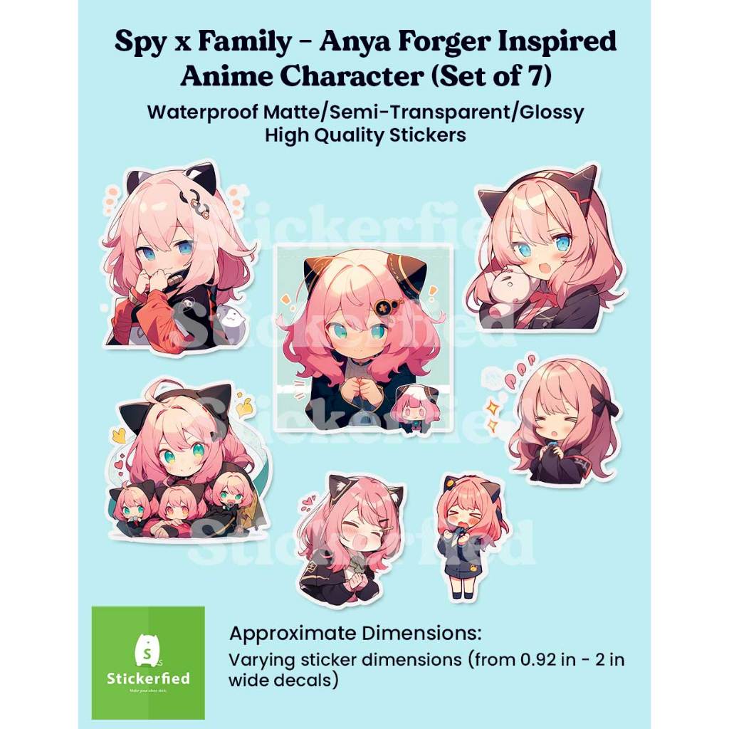 Spy x Family - Anya Forger Inspired Anime Character Sticker Set (Set of ...