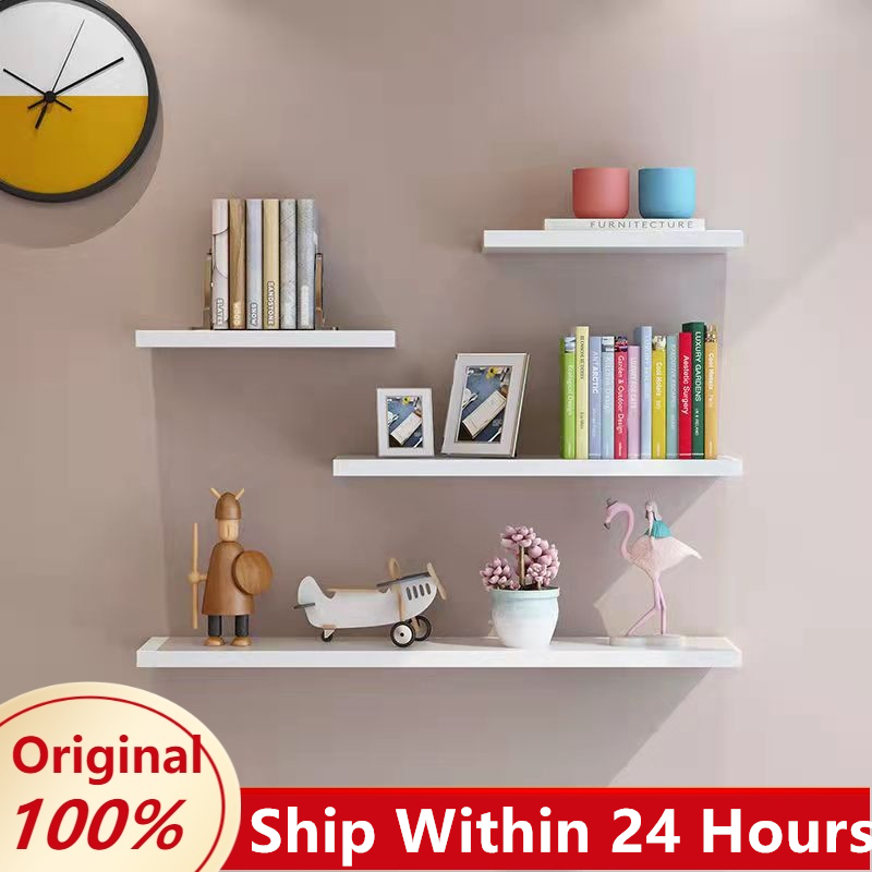 4Pcs Wall Mounted Storage Rack Floating Shelf Wooden Display Rack ...