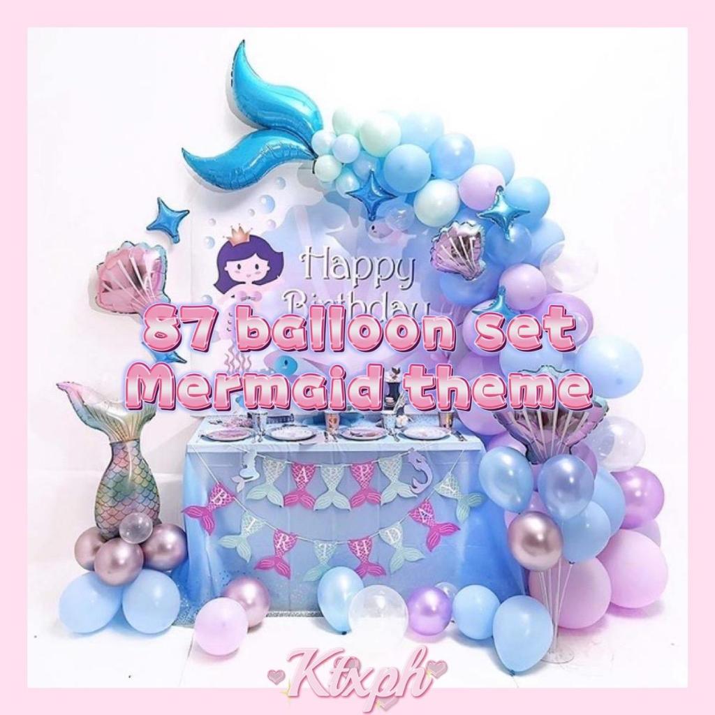 87pcs Mermaid theme Balloon set shell tail Mermaid Balloon Set party needs decoration supplies ...