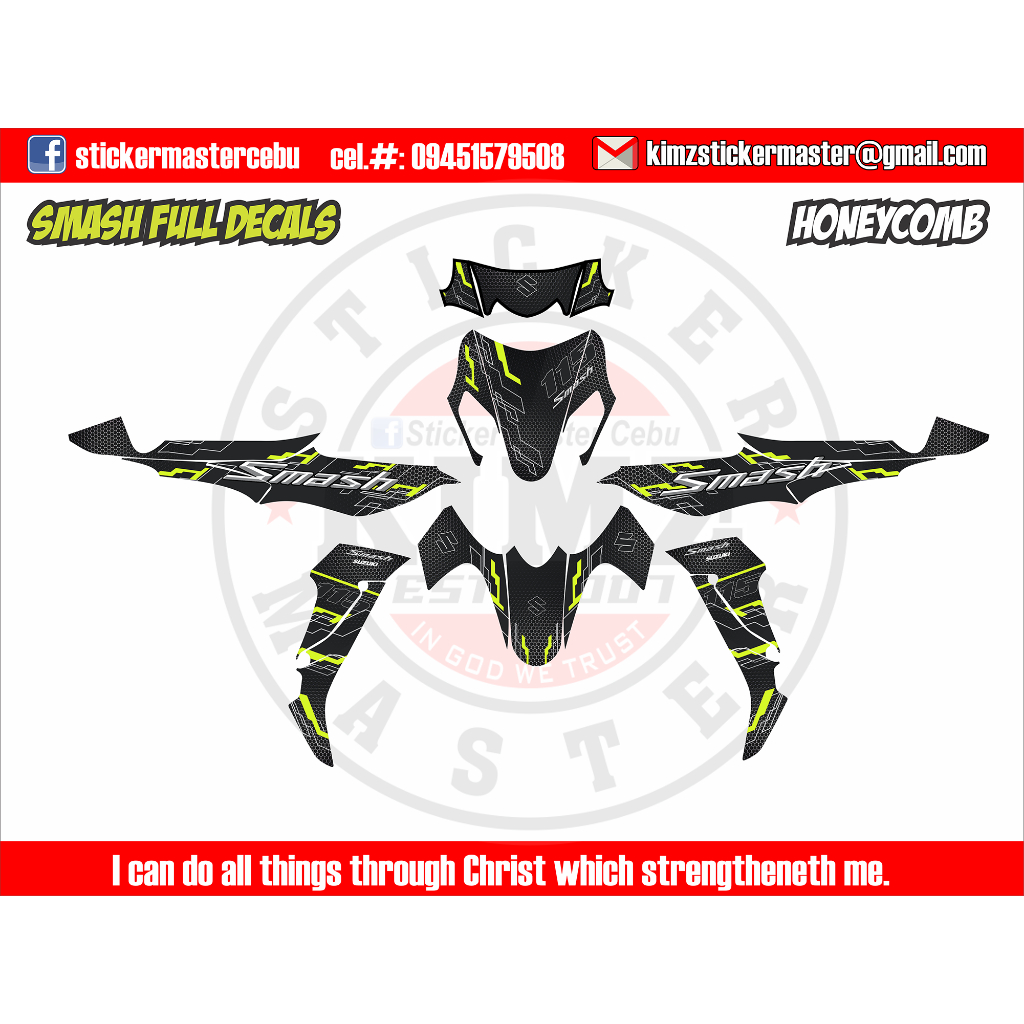 SMASH FULL DECALS HONEYCOMB CONCEPT YELLOW GREEN | Shopee Philippines