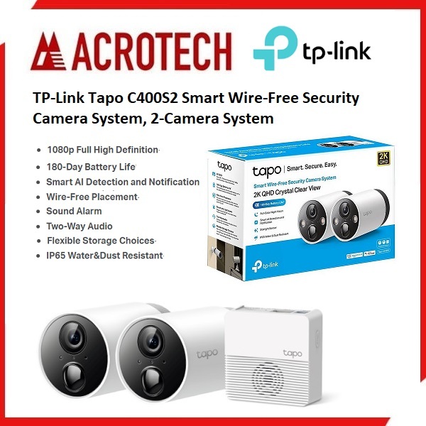 TP-Link Tapo C400S2 Smart Wire-Free Security Camera System, 2-Camera ...