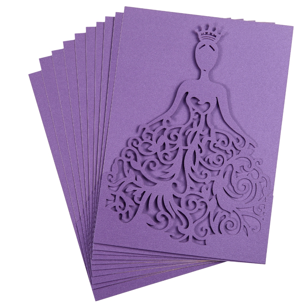 10pcs/set 5R Shiny Paper Debut Invitation Card Queen Princess Pattern ...