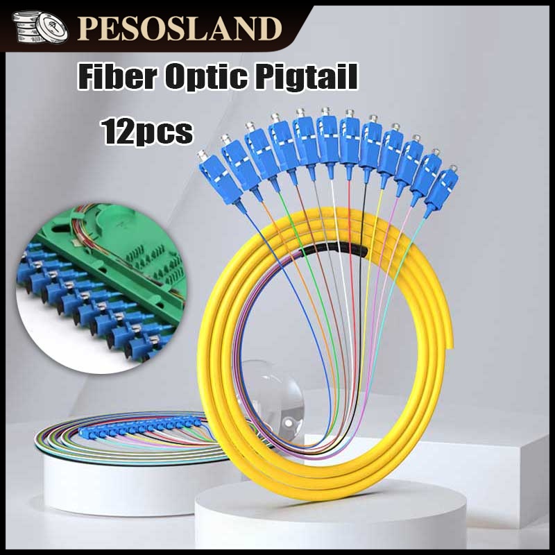 1.2m 12 Strand 9/125 Fiber Optic Pigtail SC/UPC Single Mode Square Head ...