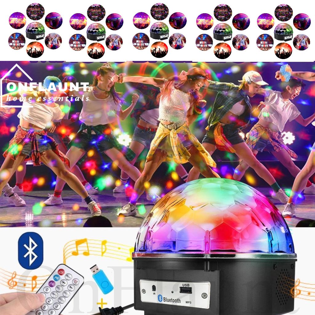 OnFlaunt Crystal Ball Party Light Auto Rotating Stage Light w/ Stand ...