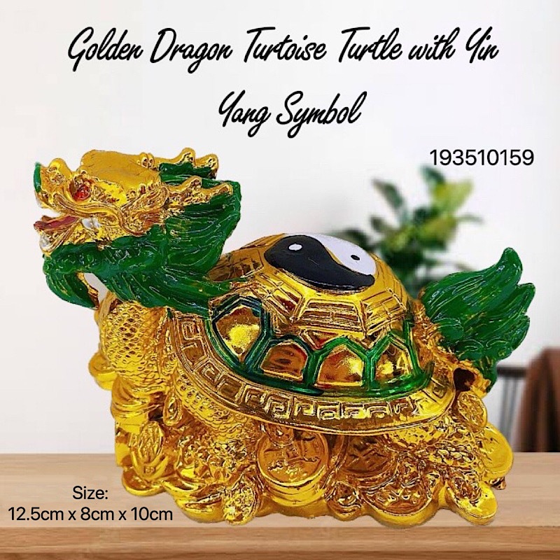 Fengshui Golden Dragon Turtoise Turtle Dragon Tortoise with Yin Yang ...