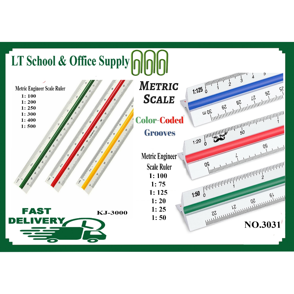 30cm/12" Solid Plastic Metric Triangular Scale Ruler Architect ...