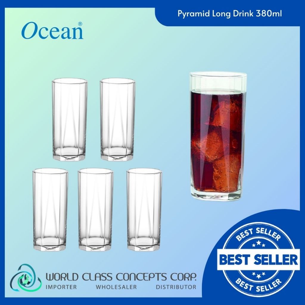 Ocean Glassware Pyramid Long Drink Water Juice Drinking Glass 380ml ...